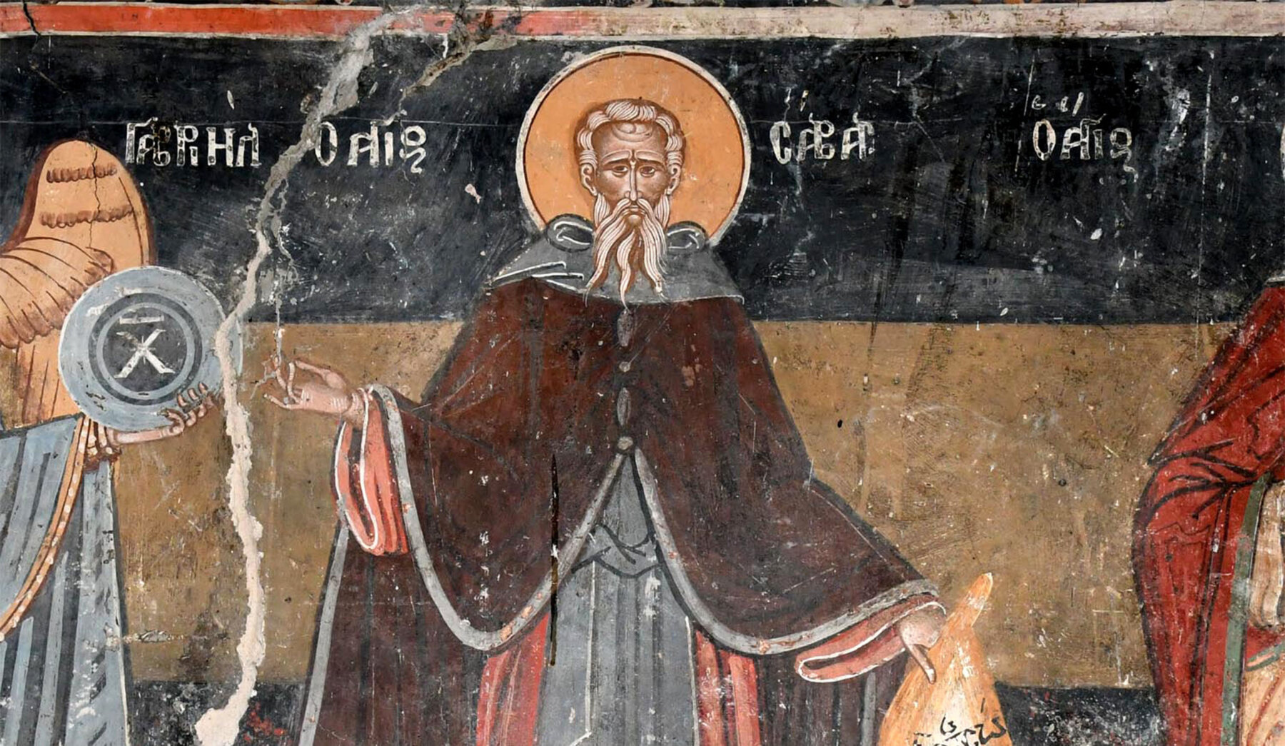 Εορτή του Αγίου Σάββα σήμερα Τρίτη 5 Δεκεμβρίου / Τοιχογραφία στην ...