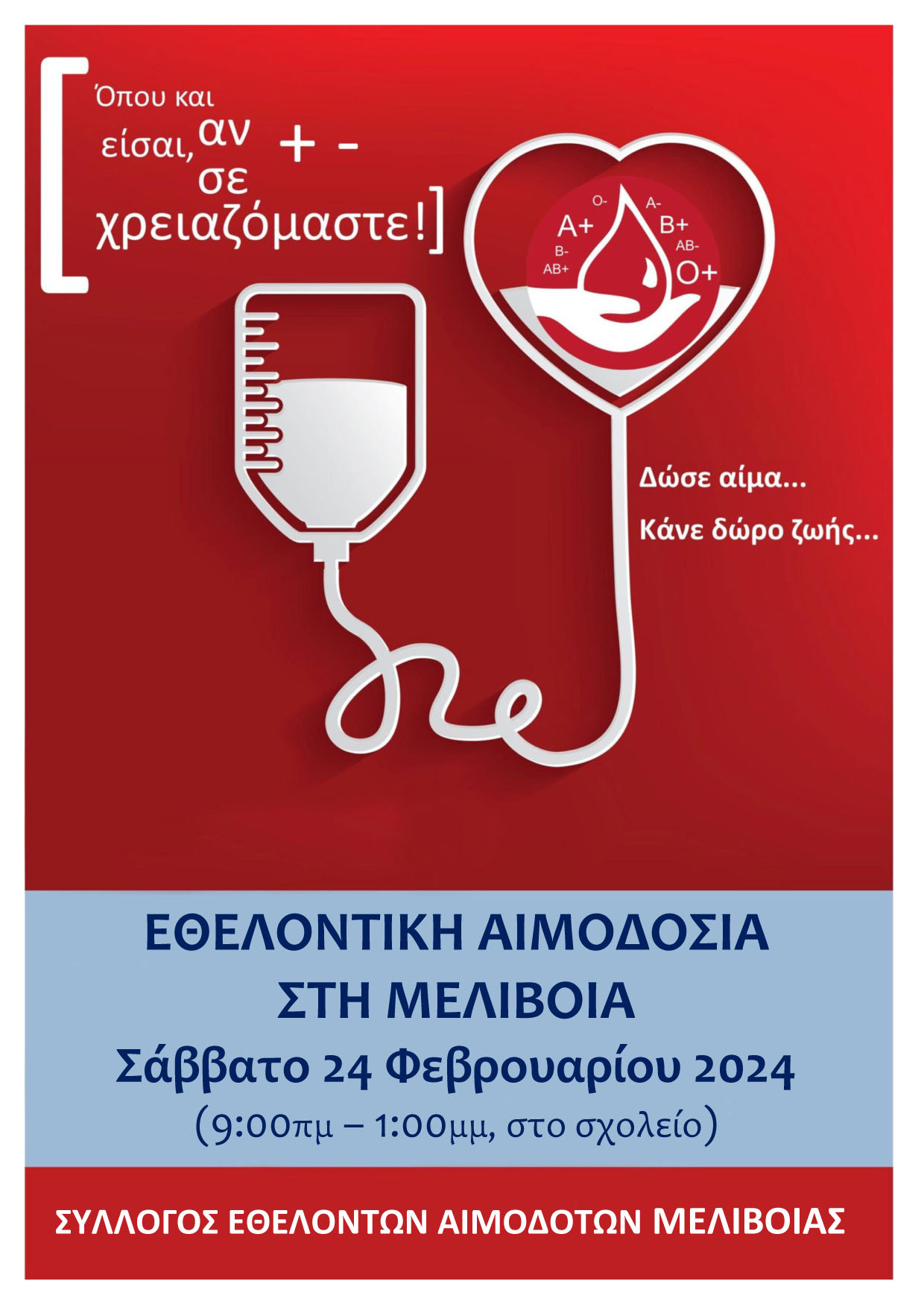 Εθελοντική αιμοδοσία στη Μελιβοία - Χώρα Αγιά